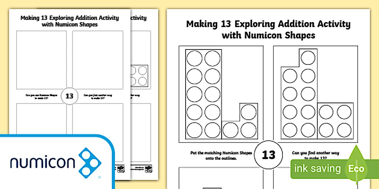 👉 Making 13 Exploring Addition Activity with Numicon Shapes